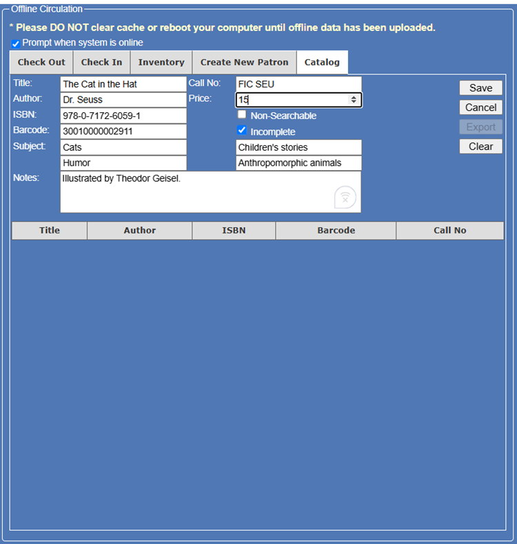 Upload Offline Circulation | ILS Documentation