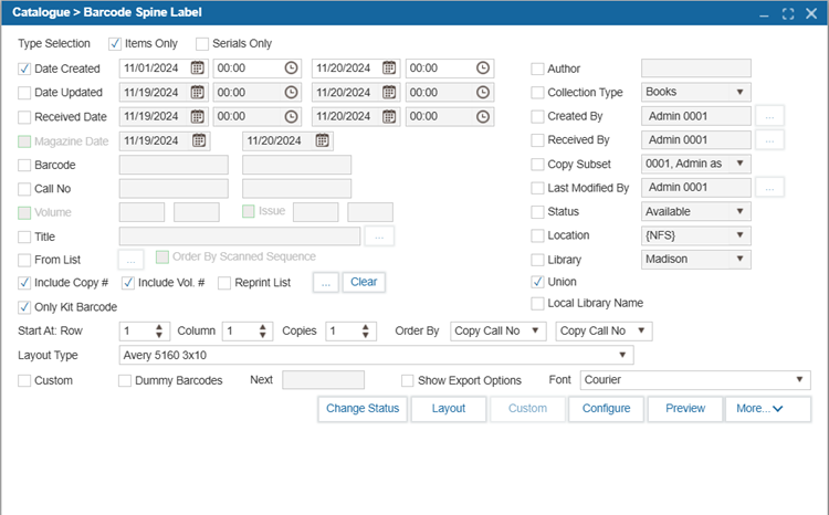 Barcode Spine Label | ILS Documentation